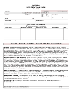 Fillable Online boparc BBOPARCb REGISTRATION FORM Fax Email Print ...