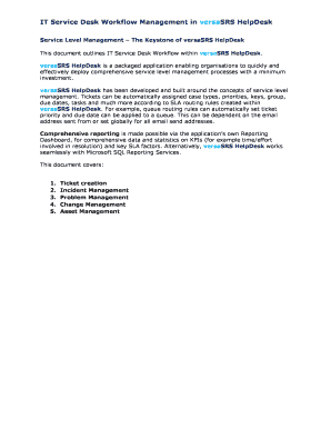 Fillable Online IT Service Desk Workflow Management in versaSRS ...