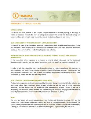 Fillable Online EMERGENCY TRIAGE TOOLKIT Fax Email Print - pdfFiller
