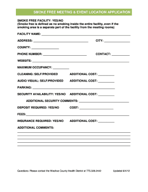 Fillable Online SMOKE FREE FACILITY YES/NO Fax Email Print - pdfFiller