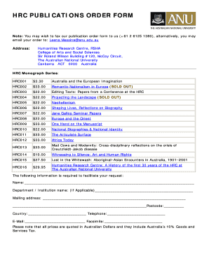Fillable Online HRC PUBLICATIONS ORDER FORM Fax Email Print - pdfFiller