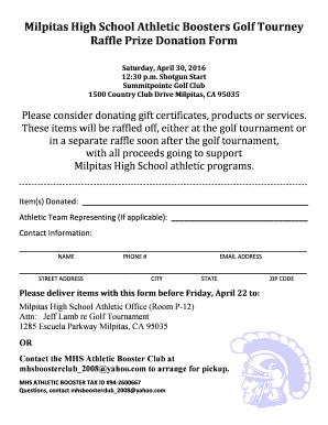 Fillable Online 16 MHS ABC Golf Tournament Raffle Donation Form Fax ...