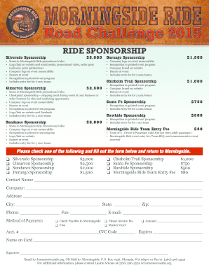 Fillable Online 2015 Morningside Ride Sponsorship Form Fax Email Print ...