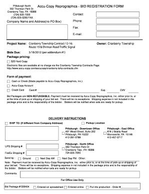 Fillable Online Accu-Copy Reprographics - BID REGISTRATION FORM Fax ...