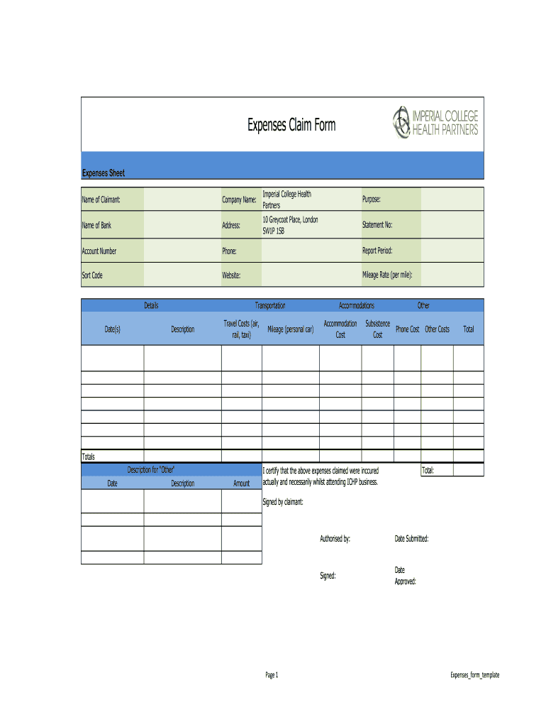 Fillable Online Expenses Sheet Fax Email Print - pdfFiller