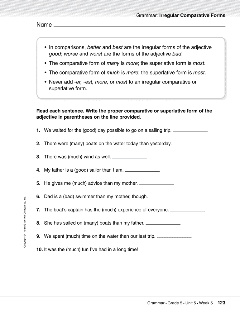 Fillable Online marion mrooms3 Grammar Irregular Comparative Forms ...