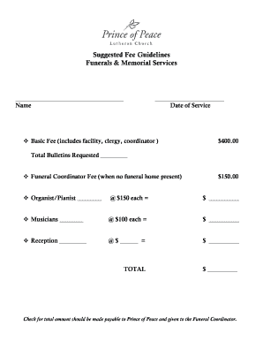 Fillable Online popmn Suggested Fee Guidelines Funerals & Memorial ...