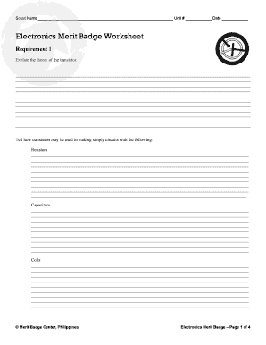 Fillable Online mbcenter Electronics Merit Badge Worksheet ...