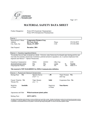 Fillable Online MATERIAL SAFETY DATA SHEET - Plastic Buckets Fax Email ...