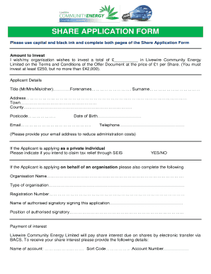 Fillable Online livewirecommunityenergy SHARE bAPPLICATIONb FORM ...