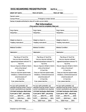 Fillable Online Dog Boarding Registration - Chatfield Veterinary ...