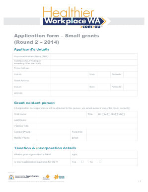 Fillable Online Small Grants Round 2- Application Form 1A.docx Fax ...
