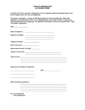 Fillable Online GATHERING PERMIT Fax Email Print - pdfFiller
