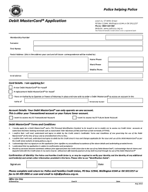 Fillable Online policecu org Debit MasterCard Application ...