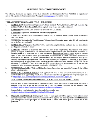 Fillable Online ADJUSTMENT OF STATUS CHECKLIST (FAMILY) Fax Email Print ...