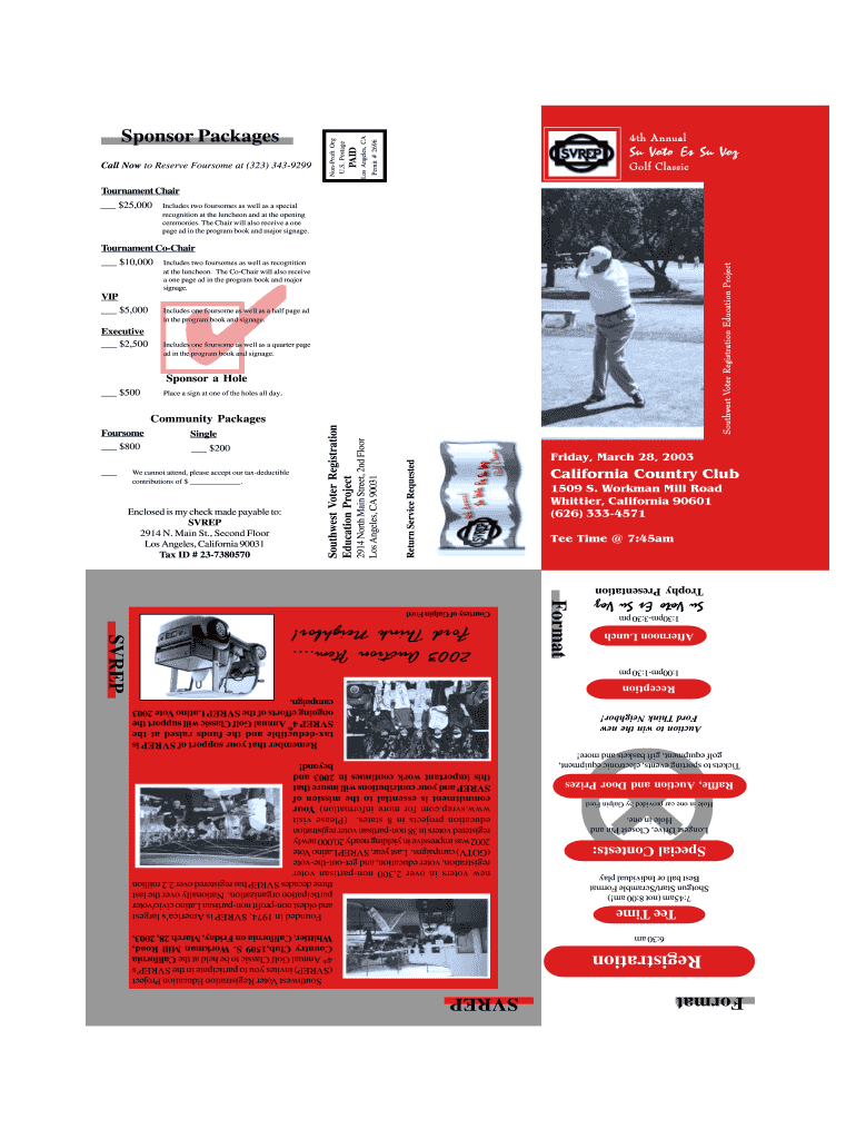 Fillable Online svrep Registration Format Format SVREP SVREP Sponsor ...