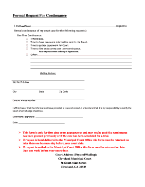 Fillable Online cityofclevelandga Formal Request For Continuancedocx ...