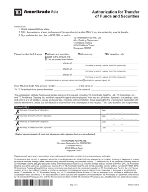 Fillable Online Transfer Authorization Form - TD Ameritrade Asia Fax Email Print - pdfFiller