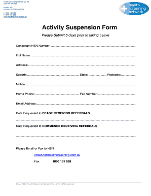 Fillable Online Activity Suspension Form Fax Email Print - pdfFiller