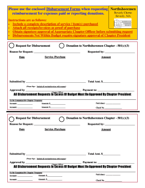 Fillable Online Please use the enclosed Disbursement Forms when ...