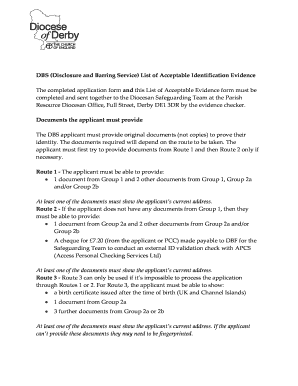 Fillable Online DBS (Disclosure and Barring Service) List of Acceptable ...