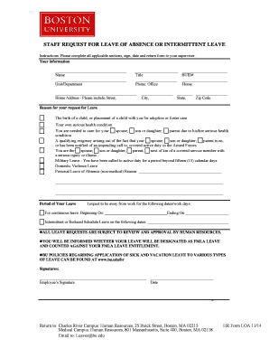 Fillable Online questrompublish bu Staff request for leave of absence or intermittent ...