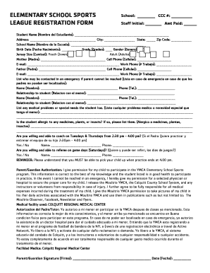 Fillable Online School Registration Form - Moultrie YMCA Fax Email Print - pdfFiller
