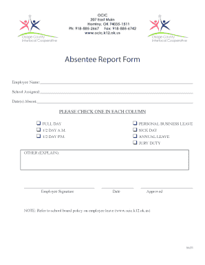 Fillable Online ocic k12 ok Absentee Report Form - Osage County Interlocal Fax Email Print ...