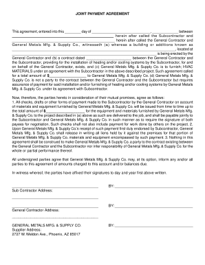 Fillable Online JOINT PAYMENT AGREEMENT Fax Email Print - pdfFiller