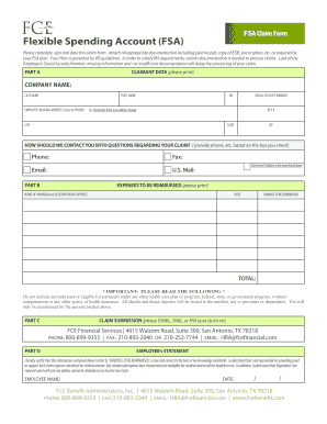 Fillable Online Flexible Spending Account (FSA) - FCE Benefit ...