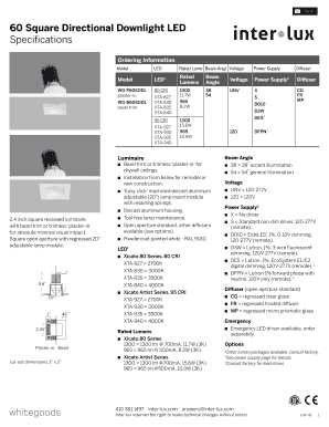 Fillable Online 60 Square Directional Downlight LED Specifications ...