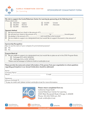 Fillable Online crcl SPONSORSHIP COMMITMENT FORM www.crcl.net Fax Email ...