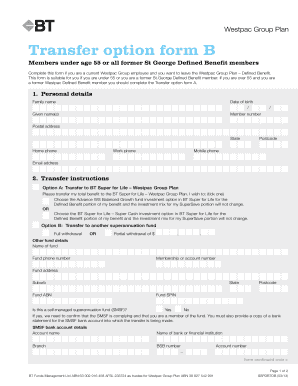 Fillable Online Transfer option form B Members under age 55 or all ...