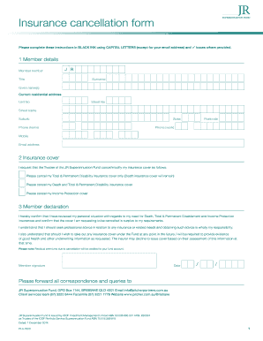Fillable Online Insurance cancellation form - bjrsuperbbcombau Fax ...