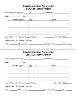 Fillable Online Imagine Schools at Town Center REQUISITION FORM Fax ...