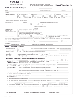Fillable Online Transfer RRSP to RCU from another institution ...