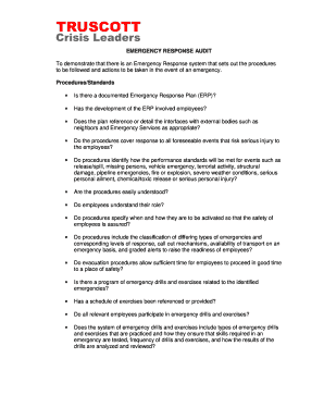Fillable Online EMERGENCY RESPONSE AUDIT Fax Email Print - pdfFiller