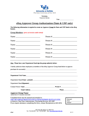 Fillable Online business buffalo eReq Approver Group Authorization eReq ...
