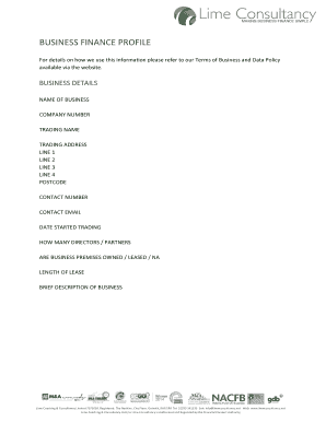 Fillable Online limeconsultancy BUSINESS FINANCE PROFILE (fillable) - Lime Consultancy Fax Email ...