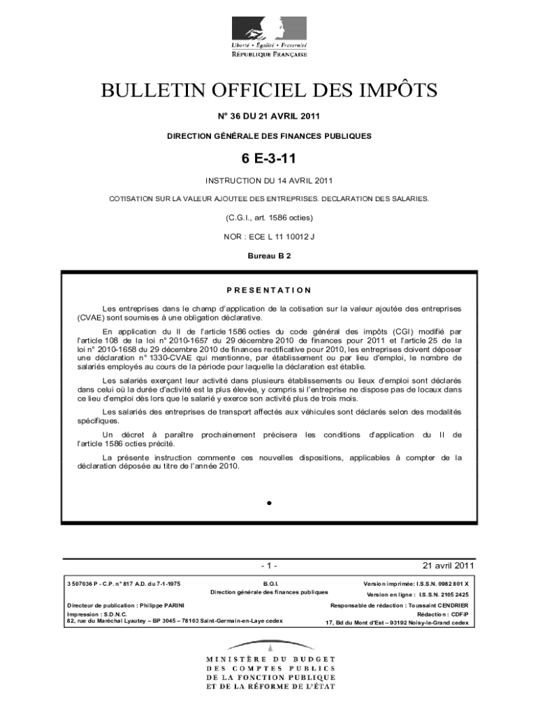 Remplissable En Ligne www11 minefi gouv 6 E-6-11 - BULLETIN OFFICIEL ...