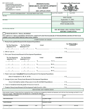 Fillable Online 20001PA Research and Development Tax Credit REV-545 ...