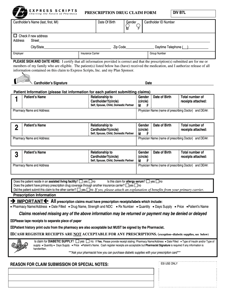 Fillable Online PRESCRIPTION DRUG CLAIM FORM - Tri-State Welfare Fund ...