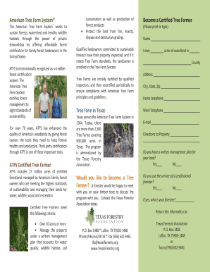Fillable Online texasforestry American Tree Farm System ATFS Certified ...