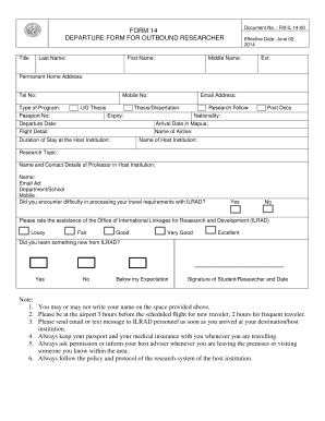 Fillable Online fs mapua edu FORM 14 DEPARTURE FORM FOR OUTBOUND ...
