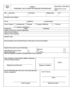Fillable Online fs mapua edu FORM 6 PERSONAL DATA FORM FOR INBOUND ...