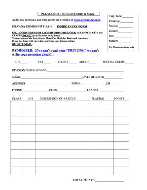 Fillable Online INDOOR ENTRY FORMdoc Fax Email Print - pdfFiller