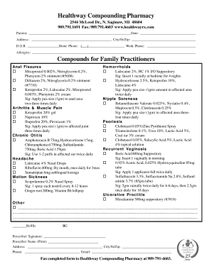 Fillable Online Healthway Compounding Pharmacy Compounds for Family ... Fax Email Print - pdfFiller