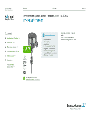 Compilabile Online ITHERM TM401 Termoresistenza igienica asettica e modulare Pt100 o 420 mA Fax ...