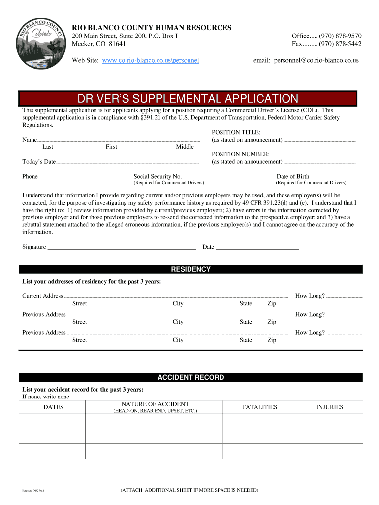 Fillable Online rbc DRIVERS SUPPLEMENTAL APPLICATION Fax Email Print ...