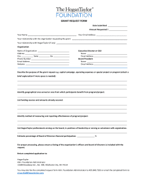 Fillable Online GRANT REQUEST FORM - bHoganTaylorb Fax Email Print ...